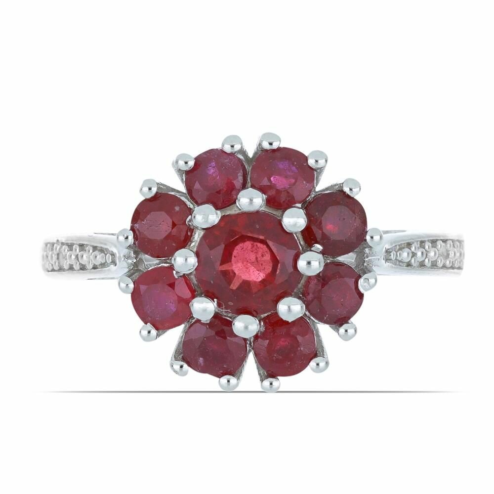 Кольцо, серебро, 925 проба, родирование, рубин, топаз