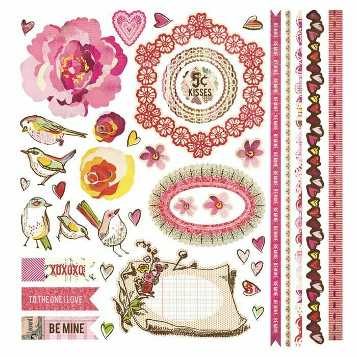 Наклейки высечки Kissing Booth, размер 30,5x30,5 см, 38 элементов, Basic Grey