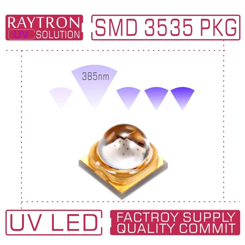 Заводская поставка 3,5x3,5 мм, высокая мощность и энергия, 3 Вт, отверждение чернил, печатная плата, стерилизация, дезинфекция, 365 нм, 405 нм, УФ-светодиодная лампа