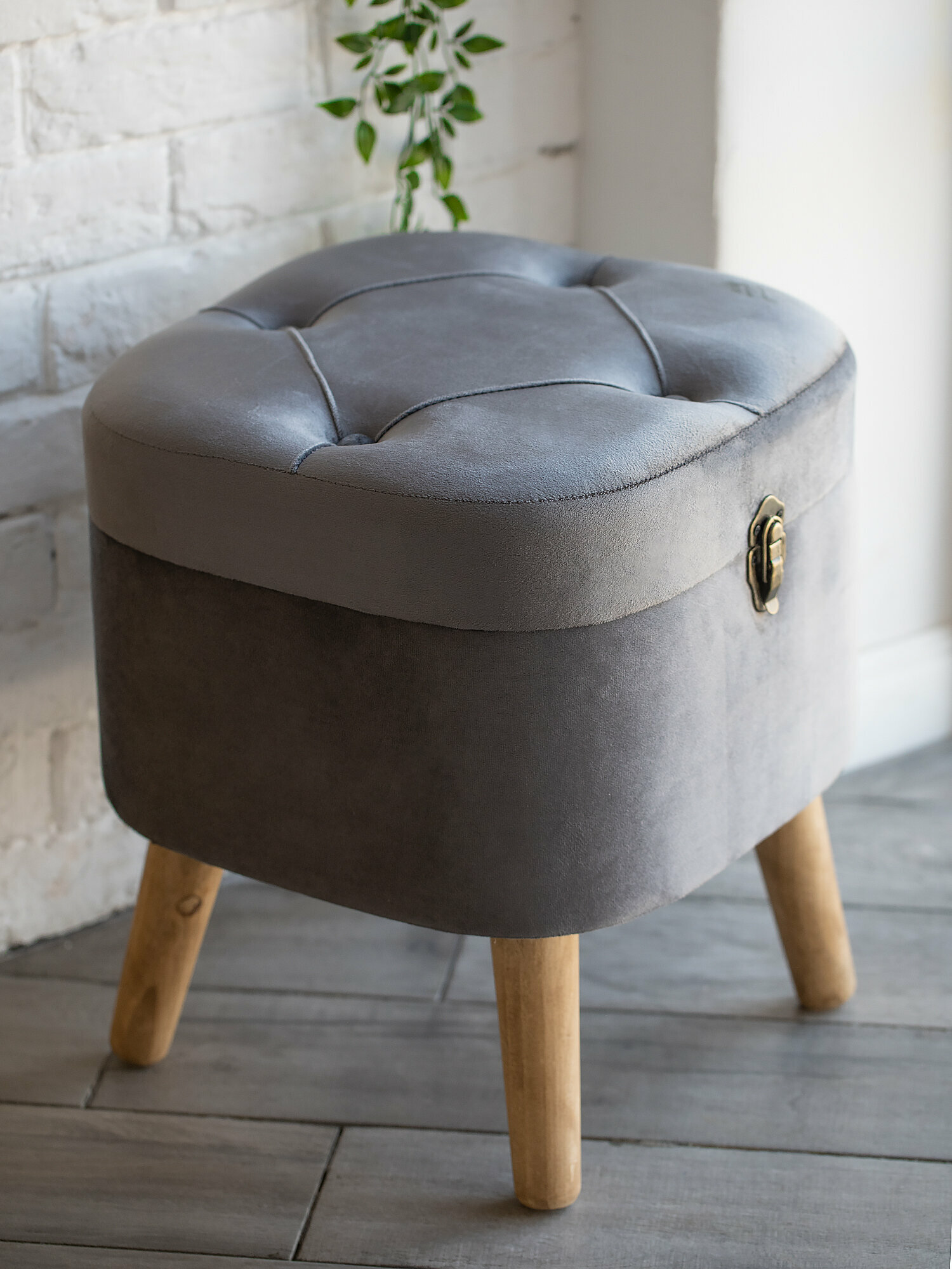 49-187 Пуф с крышкой 40х40х45см, МДФ, дерево, ткань, поролон, металл, Glasar