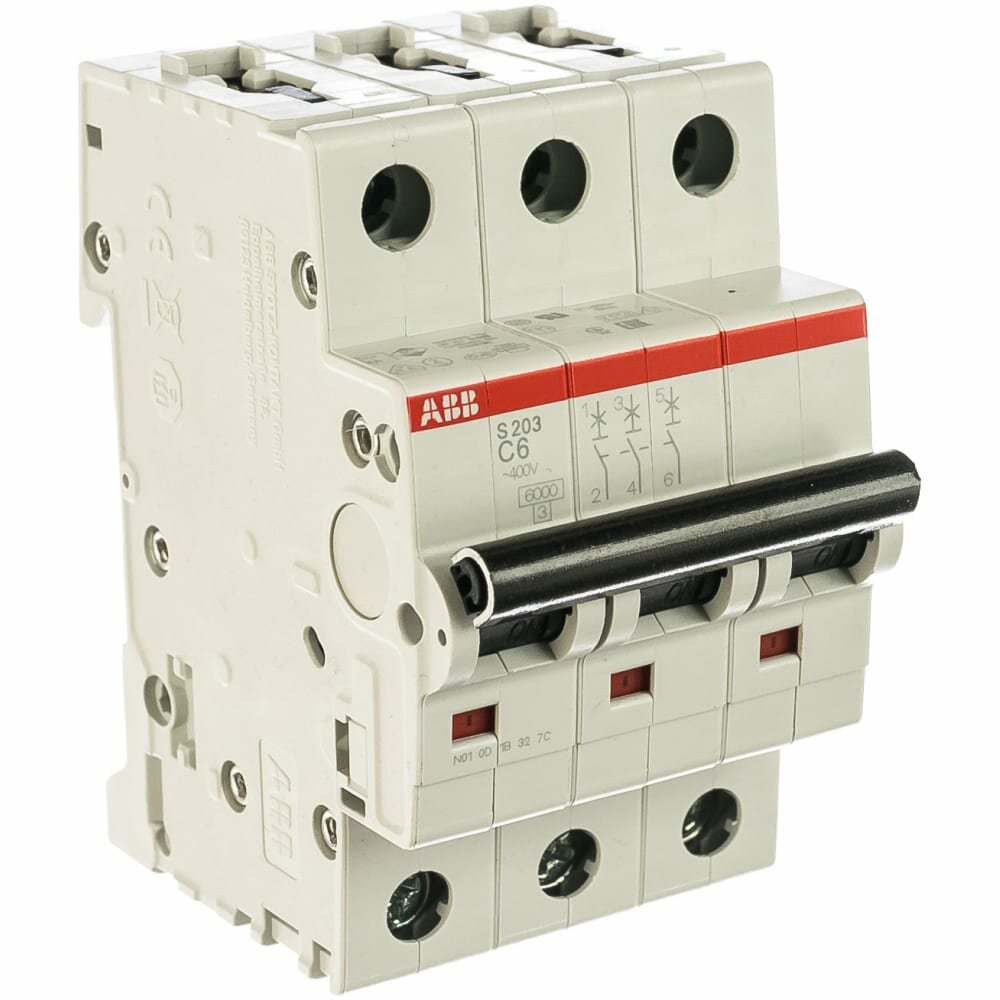 Автоматический трехполюсный выключатель ABB 6А С S203 6кА 2CDS253001R0064