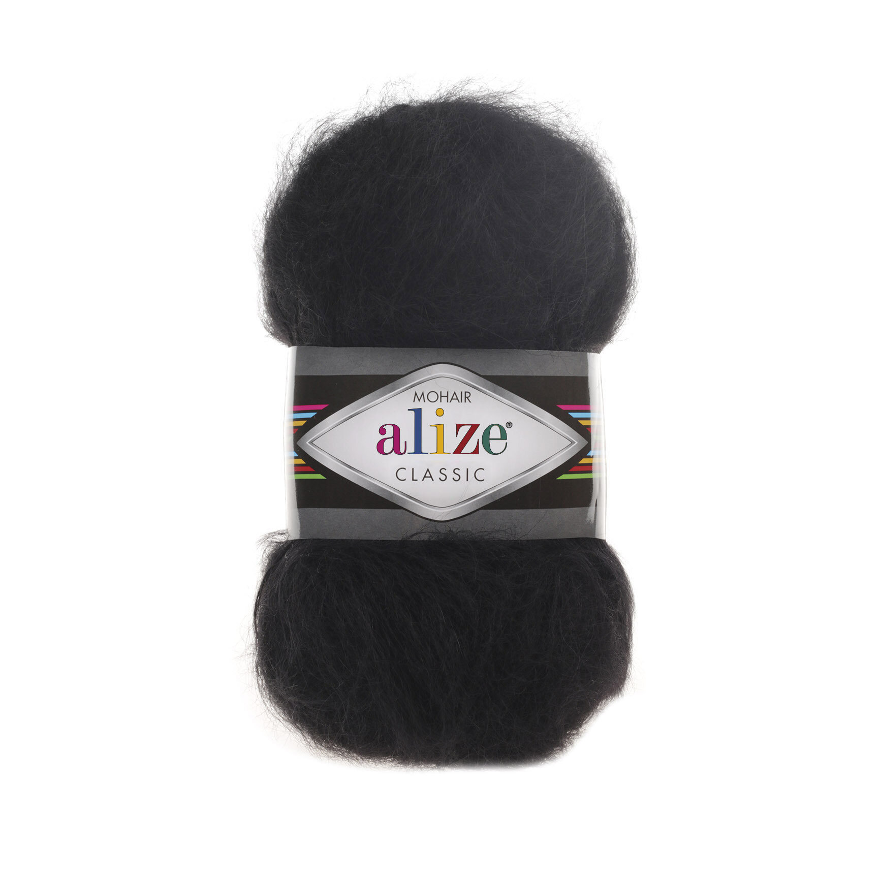 Пряжа для вязания Alize Mohair classic new 60 черный 100 гр/200 м 25% мохер, 24% шерсть, 51% акрил