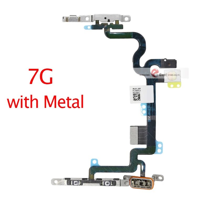 Гибкий кабель питания для iPhone 5G SE 6 6s 7 8 Plus 7G 8G 6G X XR XS MAX, кнопка отключения звука и громкости, ключ, гибкий кабель питания с металлическими деталями For 7G Metal