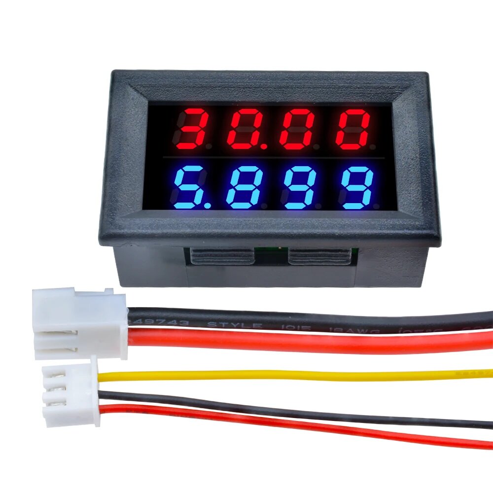 Aideepen Цифровой вольтметр амперметр 0-100В 0-10А 200V 10A, 4bit red blue