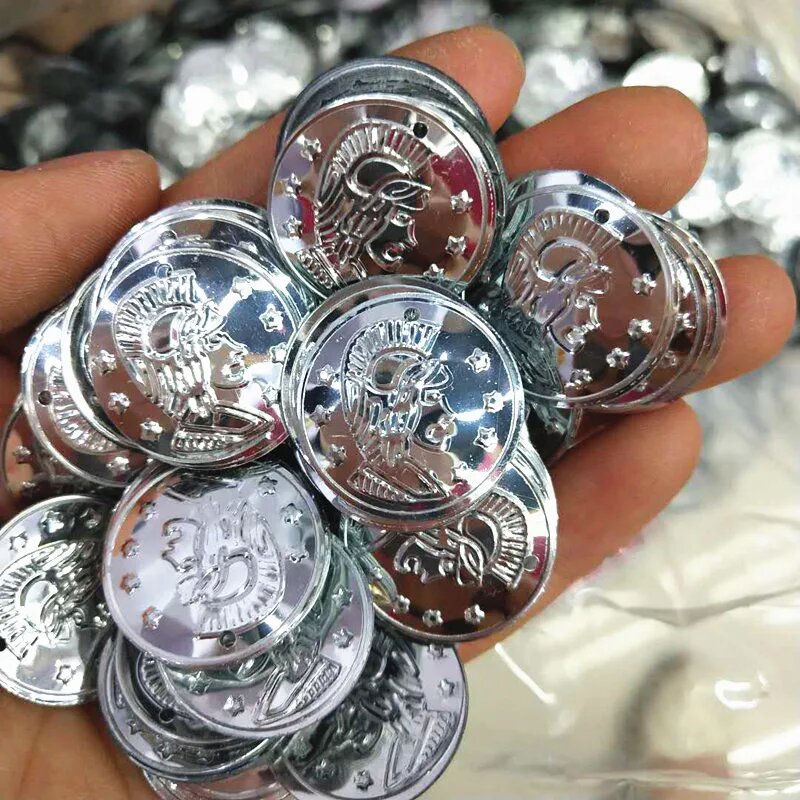 Серебряные монеты ПВХ 22 мм для рукоделия, 300 шт