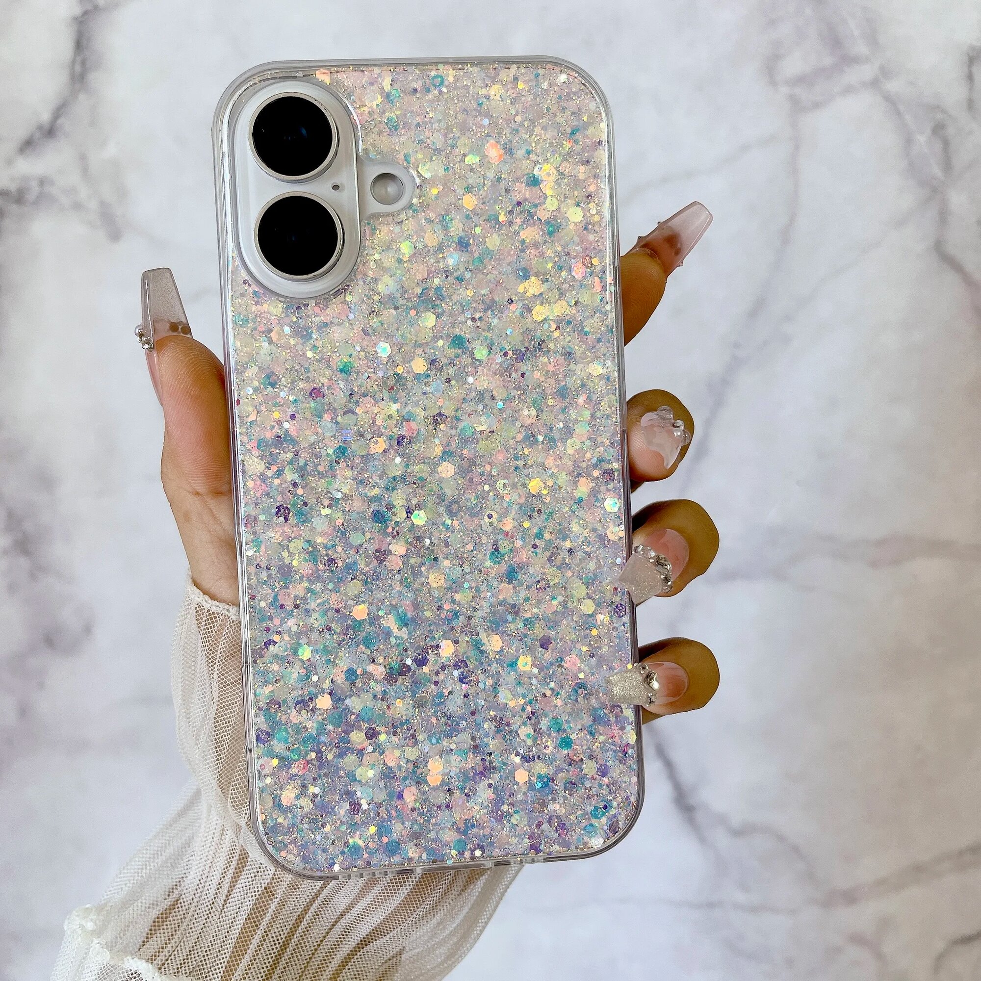 Блестящий чехол для iPhone 17 White