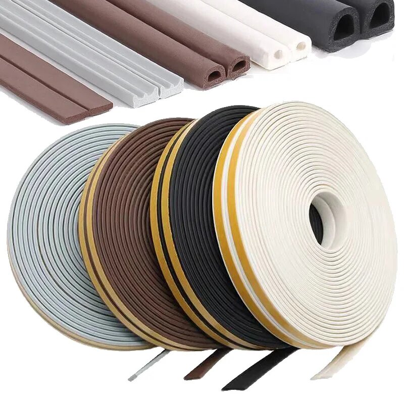 Yплотнитель двери авто и дверей для двери, 5/6/10m waterproof sealing tape акустический поролон стриппер для окон уплотнитель для двери шумоизоляция поролон дверей подоконник самоклейка уплотнительная резинка
