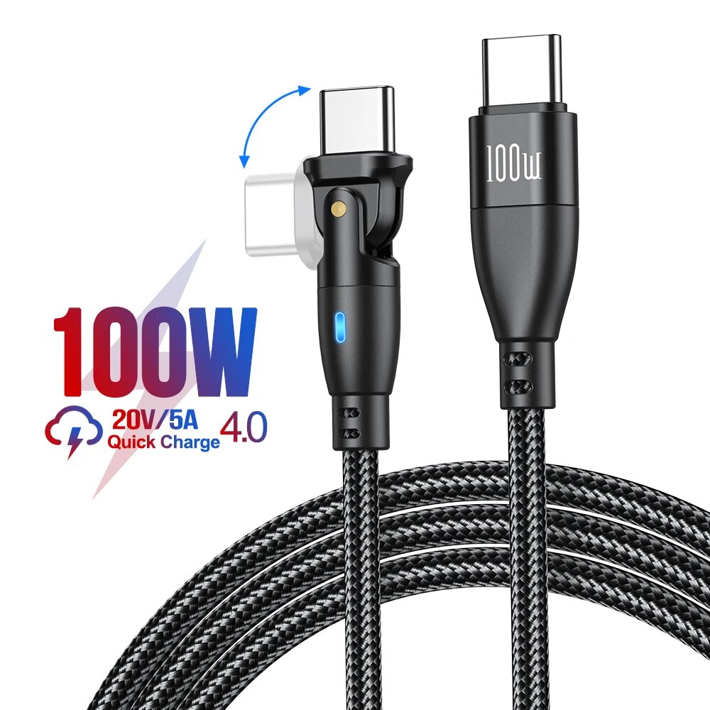 Кабель USB C - Type C 2м 100W Black для быстрой зарядки