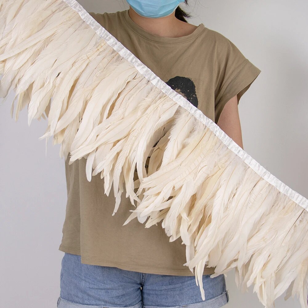 Куриное перо для рукоделия 2 метра Белый, white