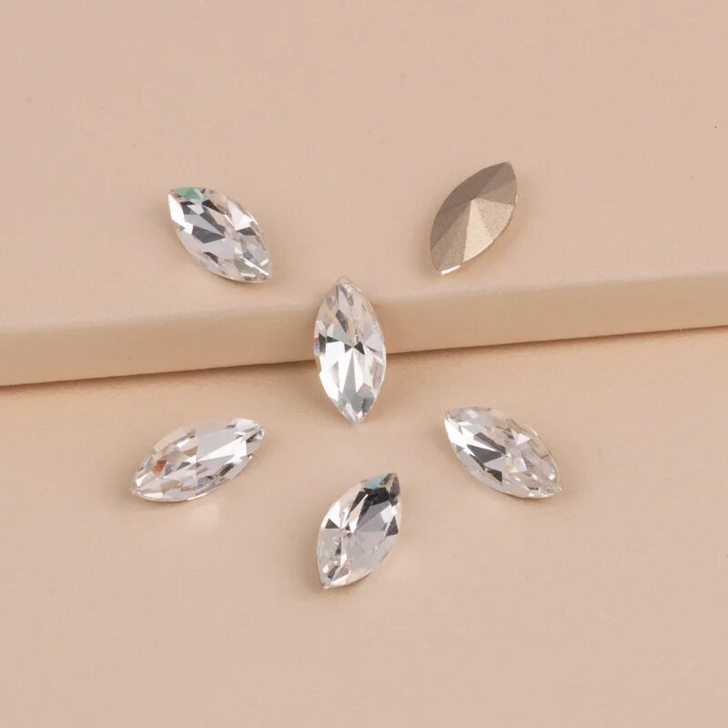 Стразы Navette 7x15mm, Crystal Clear, 10шт
