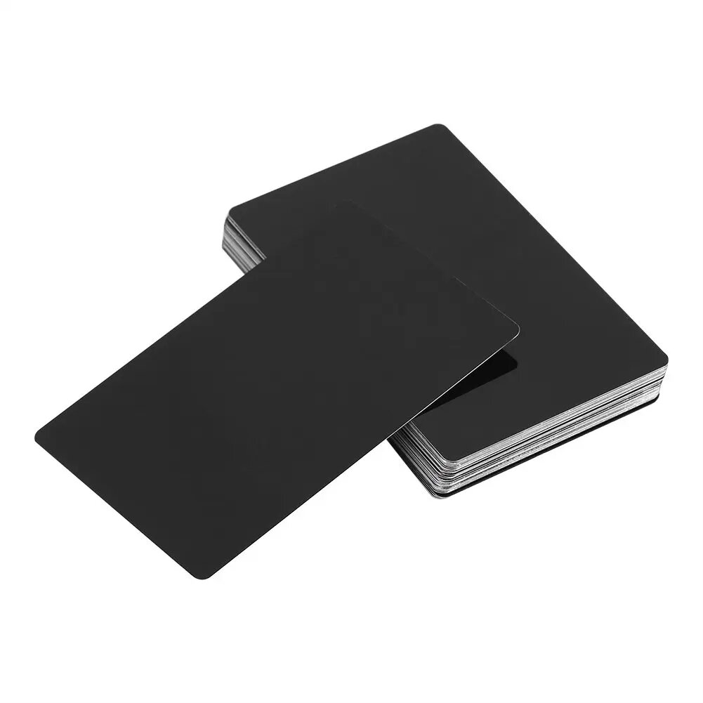50 шт. черные визитки из алюминия, Glossy Black
