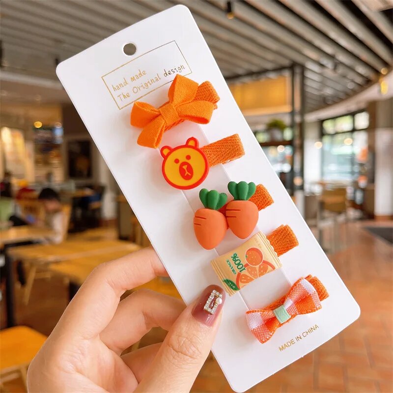 Детские заколки с бантом и цветком Оранжевый, Orange