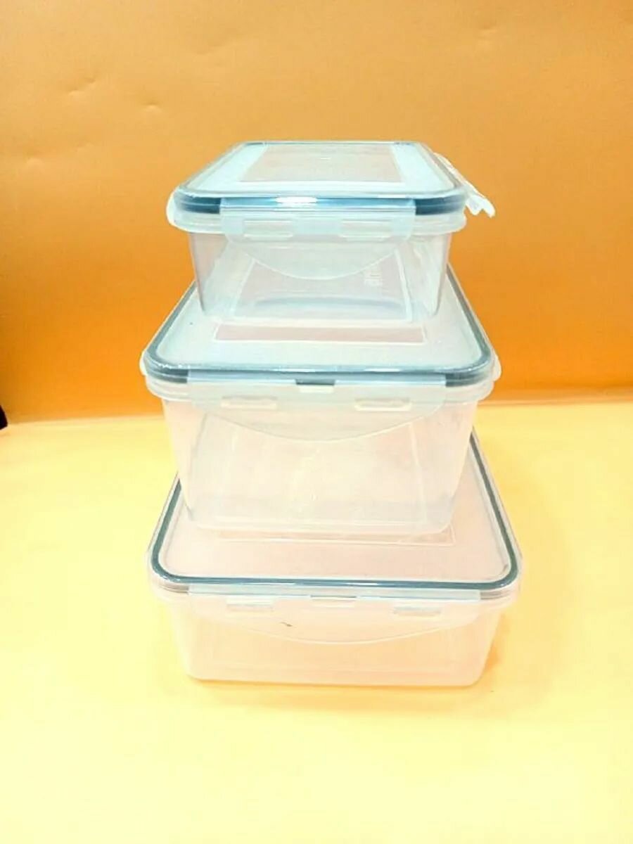 Контейнер для хранения еды, круп, заморозки, набор 3 штуки