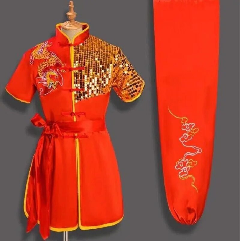 Китайский костюм с вышивкой дракона для кунг-фу Height 180CM, L