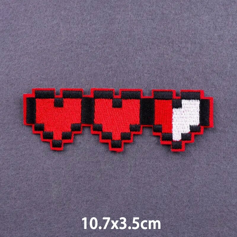 Патч "8-битные сердца", красный, 10.7x3.5 см, PE6378CT