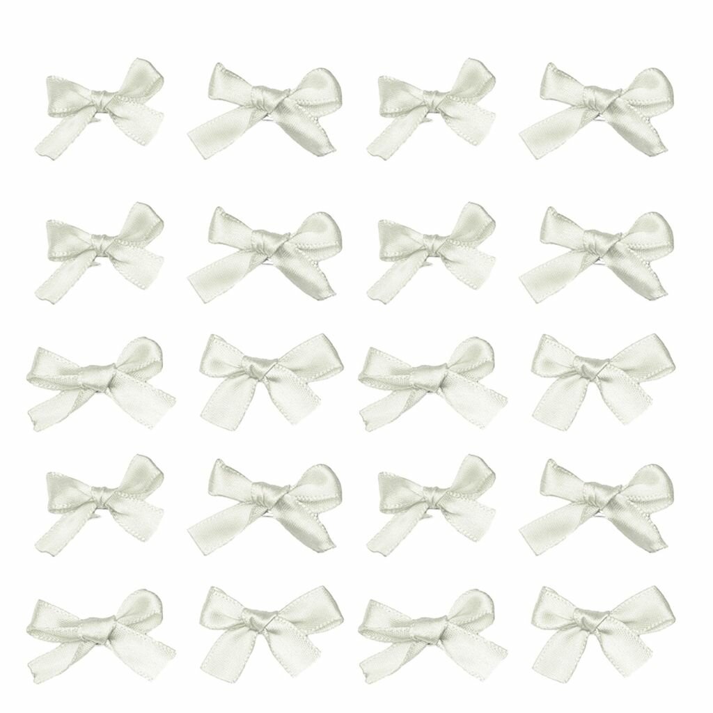 20 мини-заколок для волос с бантиками диаметром 3 см - молочно-белого цвета