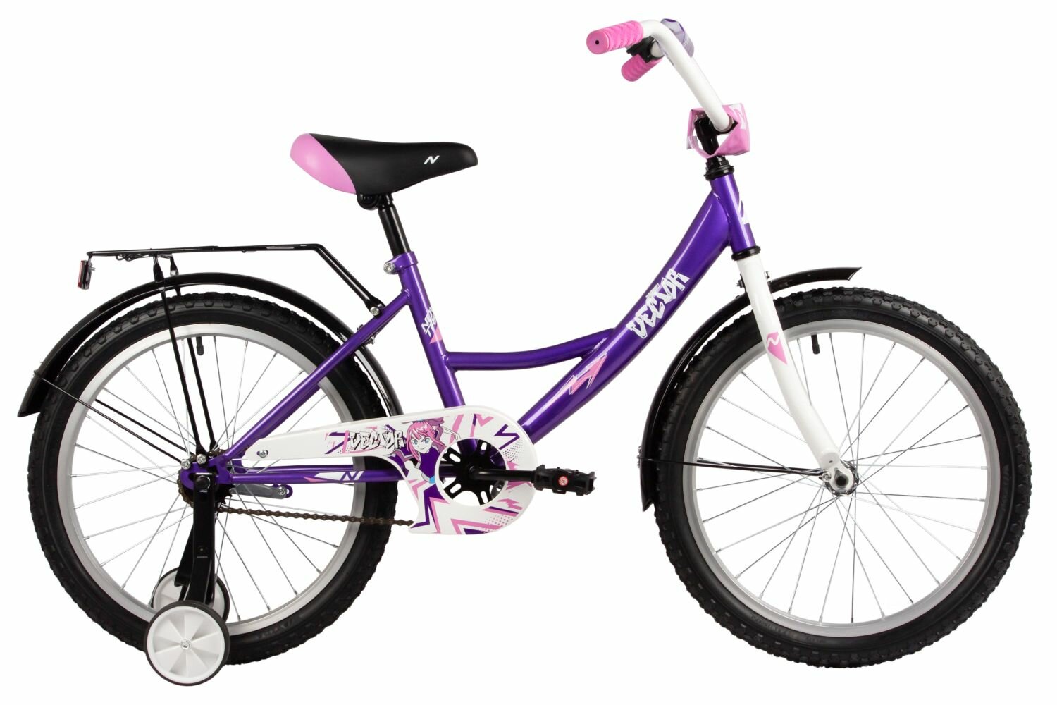 Велосипед Novatrack Vector 20 (2025), стальная рама, на рост 115-130 см, фиолетовый