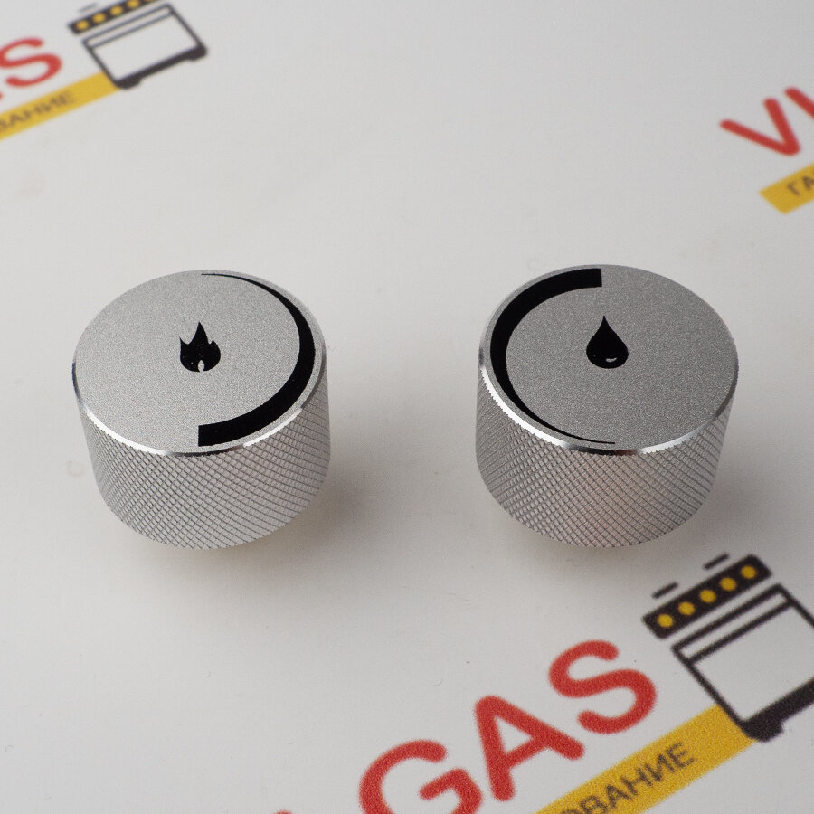 Ручки регулировки для газовой колонки Vilterm Вилтерм S10, S11, S13 новый дизайн (комплект ручка регулировки протока воды + настройки мощности пламени)