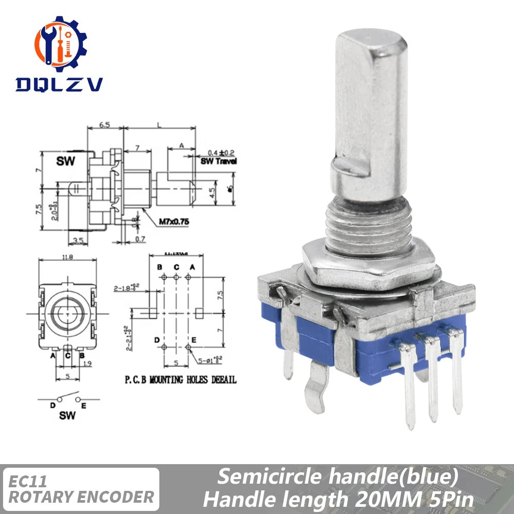 Поворотный энкодер EC11, 3шт, цвет B, 20mm Half handle