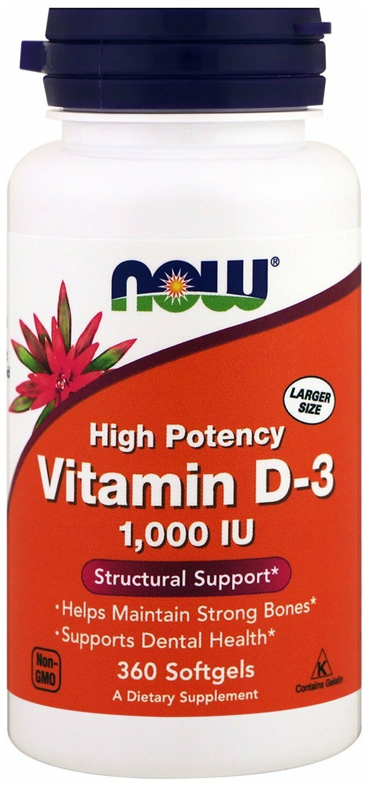 Витамин д3, 1000 IU, NOW Foods, Vitamin D3, в мягких капсулах, 360 шт.