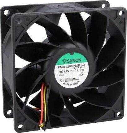 Вентилятор SUNON PMD1209PMB1-AF (2). F. GN Вентилятор осевой 12В DC 92x92x38мм подшипник качения 204,21куб м ч 57,6дБА 3 провода 1шт