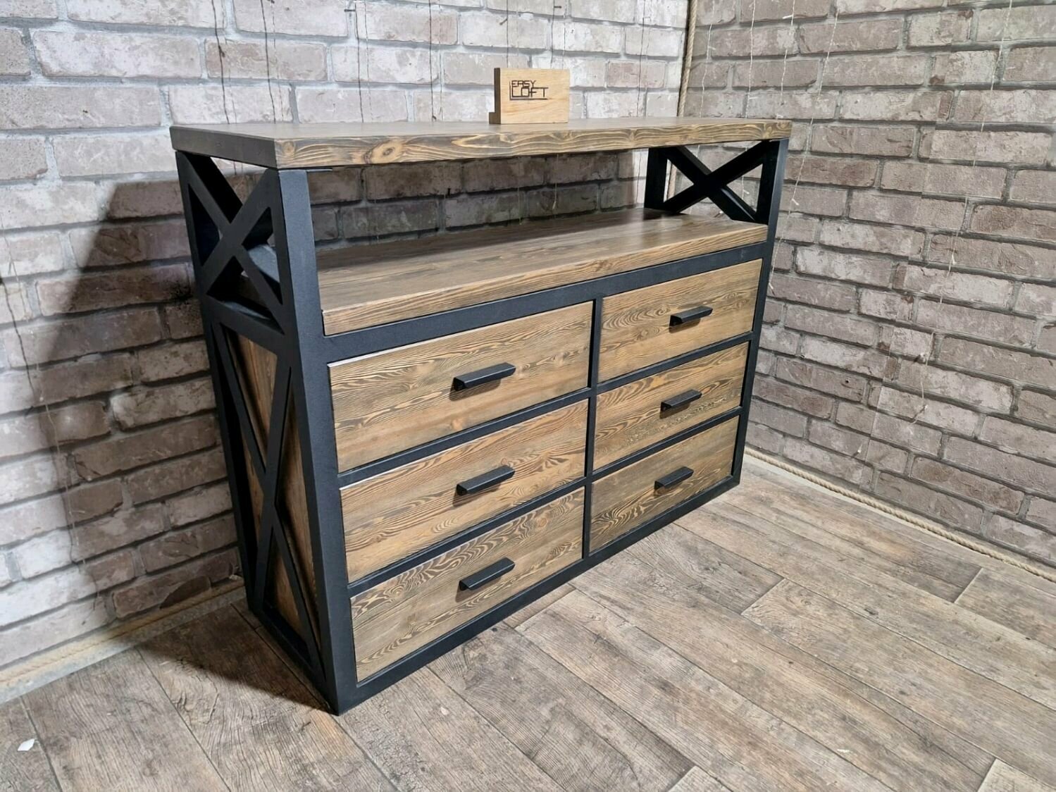 Комод "EasyLOFT" в стиле лофт из дуба, с ящиками, 100х40х90 см.