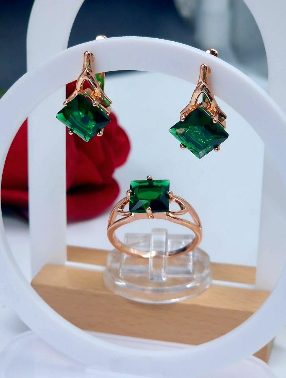 Комплект бижутерии, фианит, искусственный камень