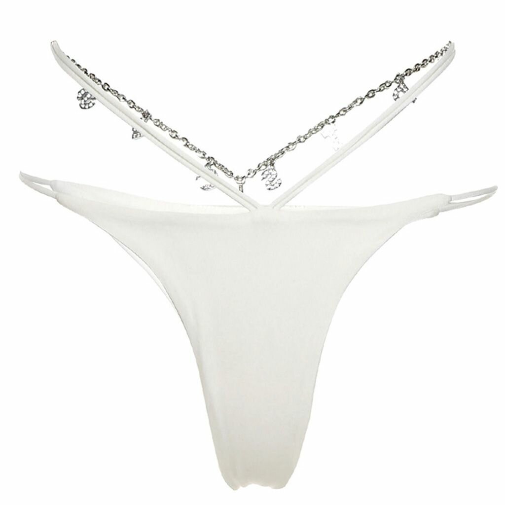 Женские сексуальные стринги с цепочкой из букв и стразами