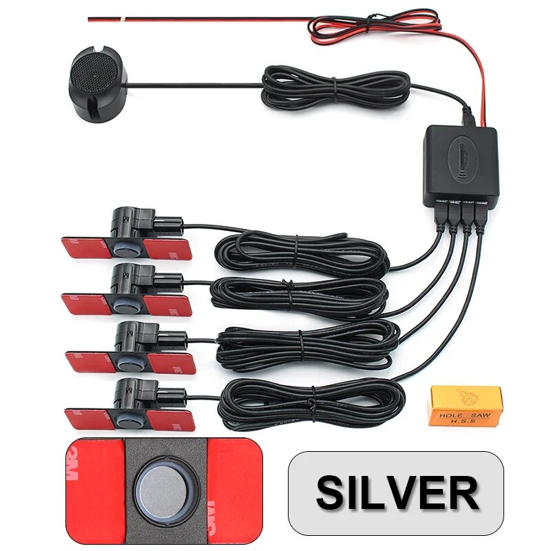 GreenYi датчик парковки автомобиля Assistant Parktronics 4 черный/серебристый/белый Silver Sensors