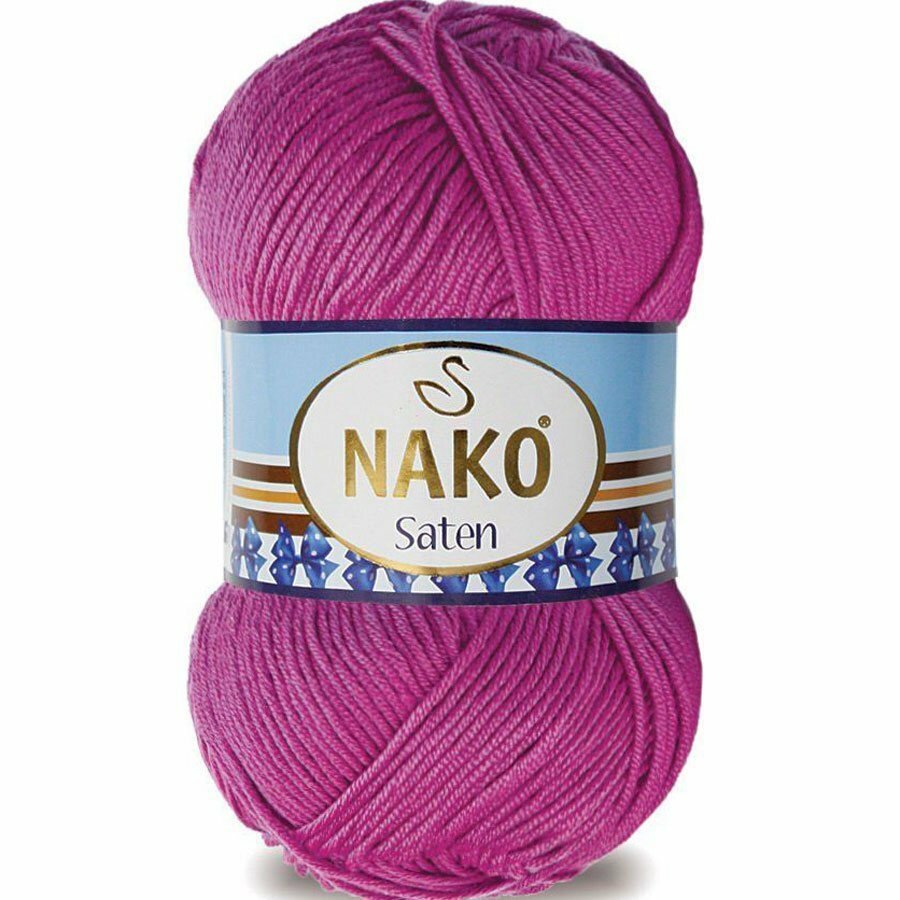 Пряжа Nako SATEN 6964 т. лиловый (5 мотков)