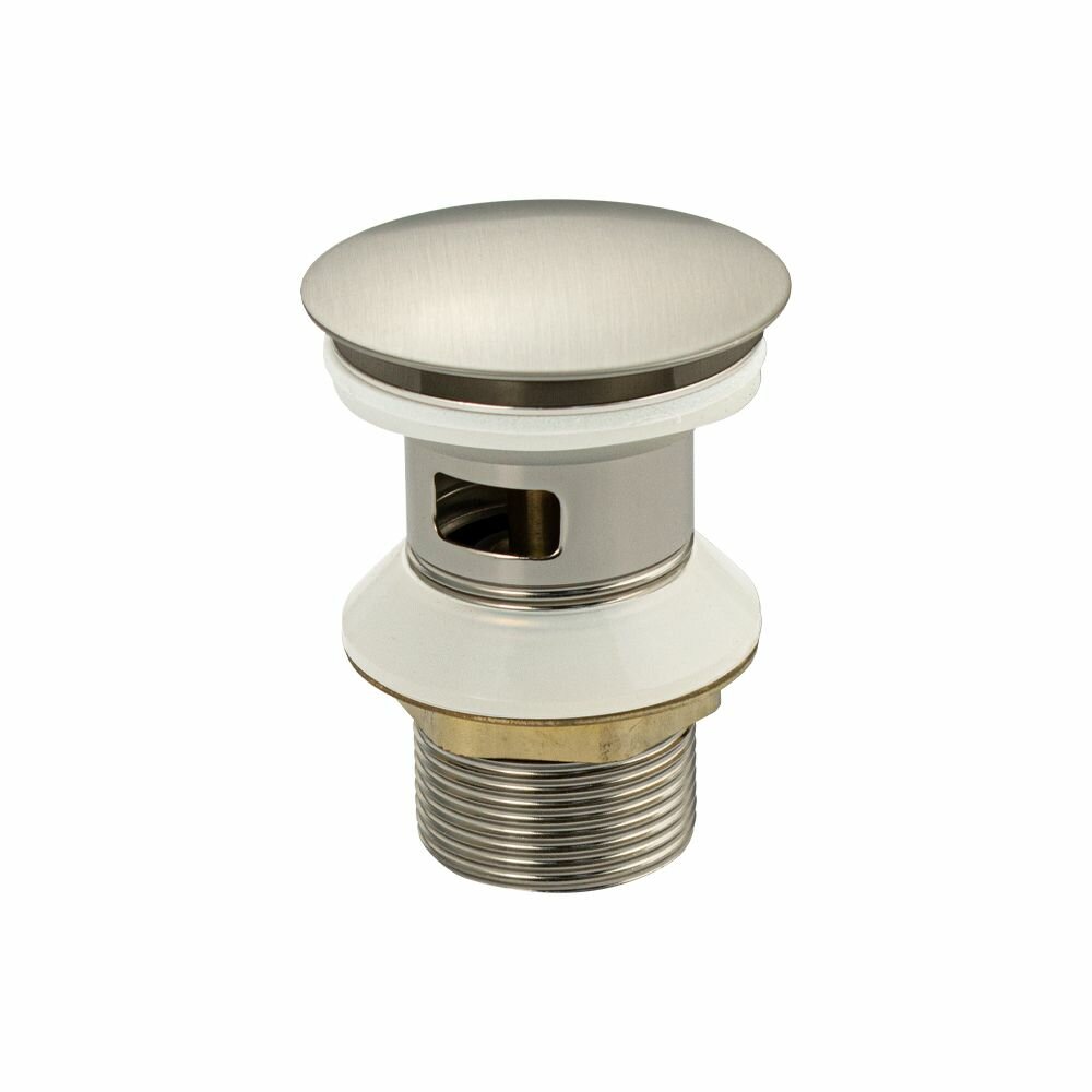 Верхняя часть (донный клапан) сифона - автомата на раковину с переливом , цвет сатин , из нержавеющей стали.