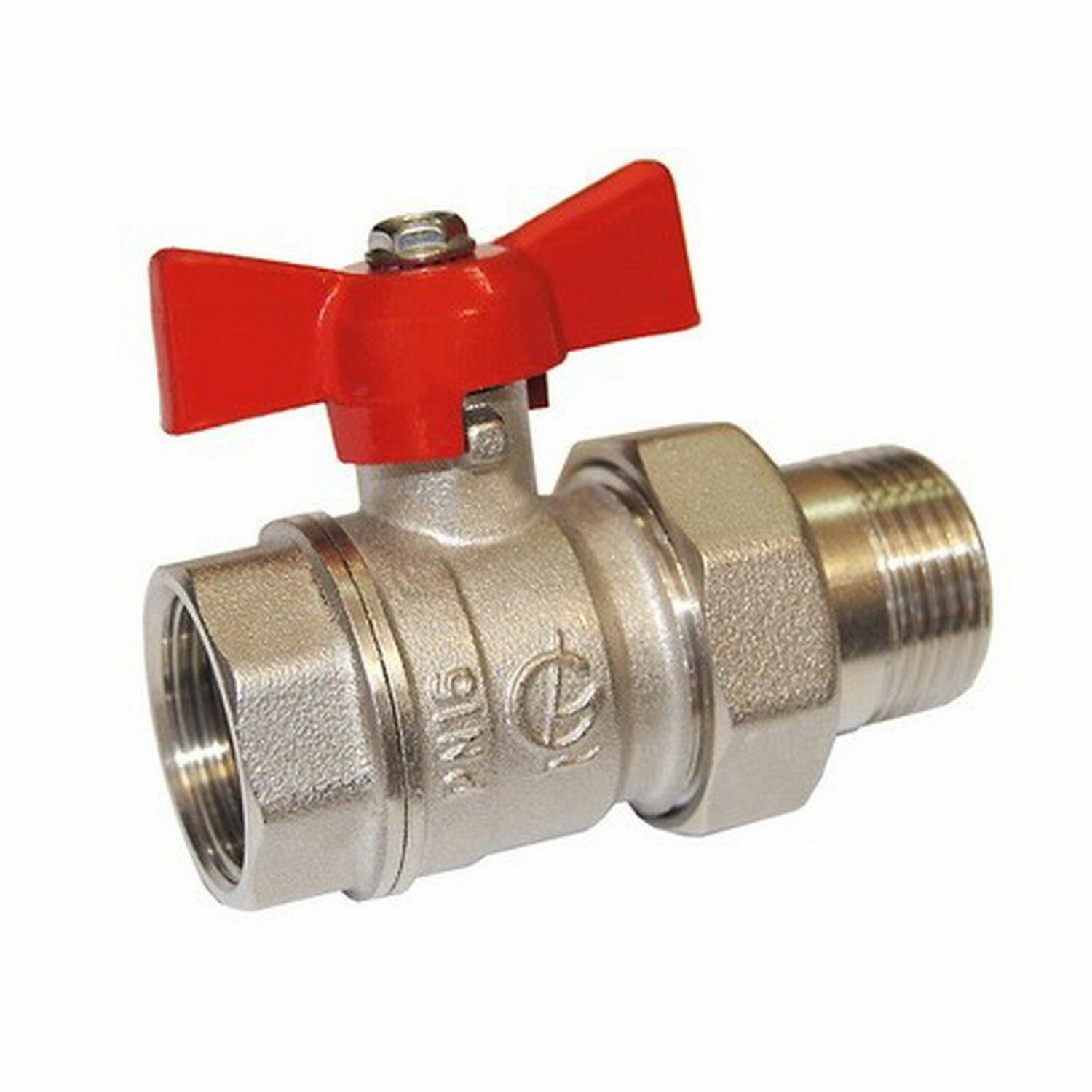 Кран шаровой со сгоном 3/4' бабочка 11б27п1 Стандарт 232 галлоп никель PN 40