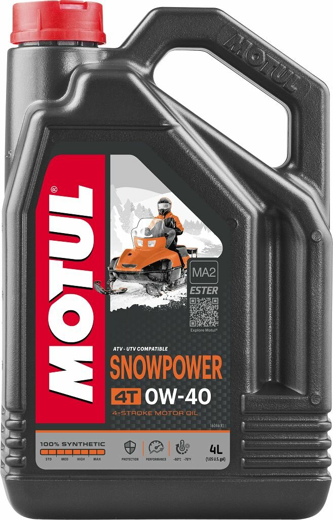 Масло моторное для снегоходов MOTUL SNOWPOWER 4T 0W-40, 100% синтетическое, 4 л.