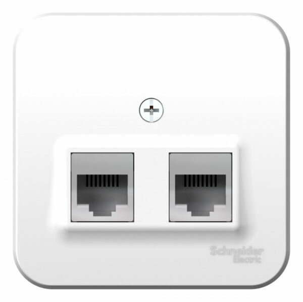 2 шт. Systeme Electric Blanca наружная Белая Розетка 2-ая ТЛФ/комп, RJ45+RJ11, кат.5E, изолированная пластина, BLNIA045111