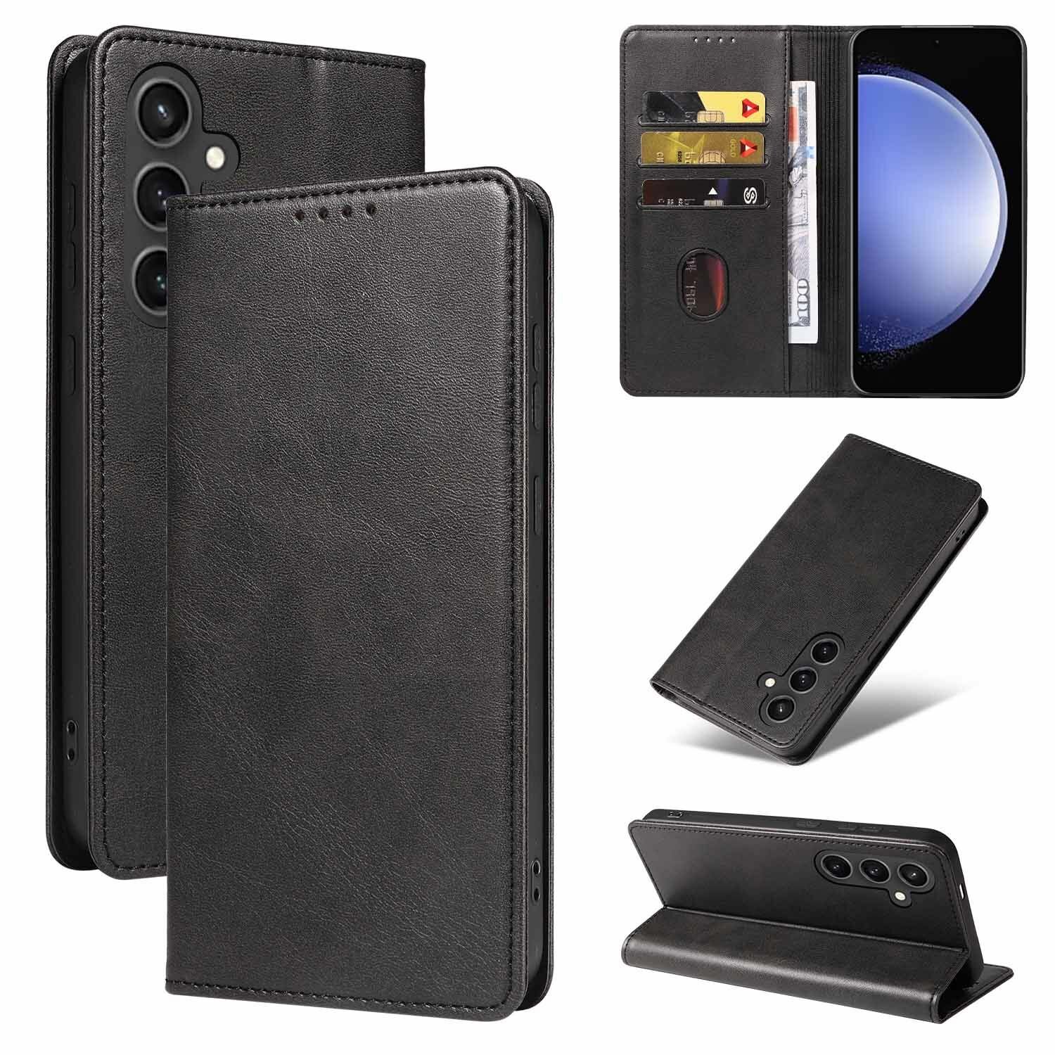 Кожаный чехол-книжка для Samsung Galaxy M55 5G(Самсунг Гэлакси M55 5G), магнитный, с отделениями для карт и кошельком, высокое качество