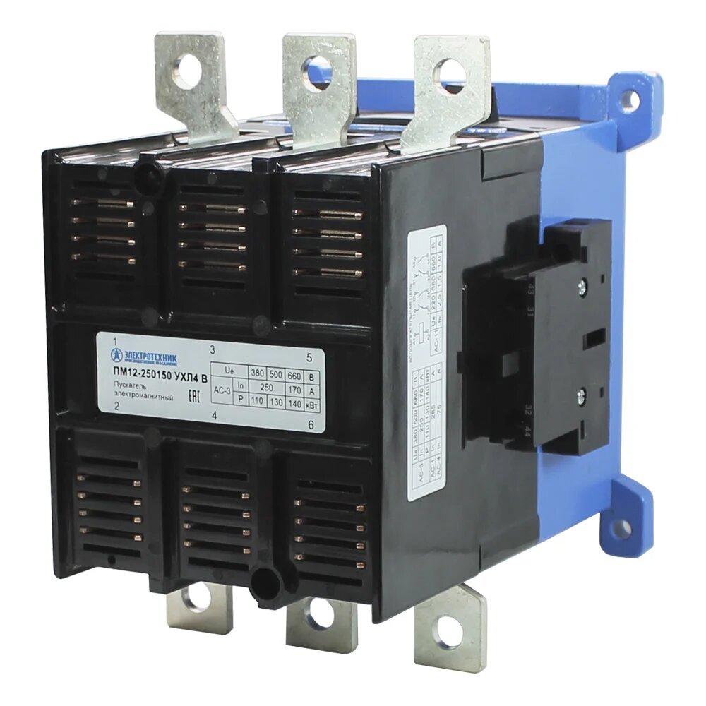 Электромагнитный пускатель Электротехник ПМ12-250150 УХЛ4 В, 220В/50Гц, 2з и2р, 250А, нереверсивный, без реле, IP20