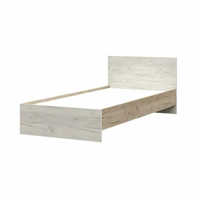 Кровать односпальная КР 555 «Бася» ЛДСП 90х200, дуб крафт серый/дуб крафт белый (952х2032х700)