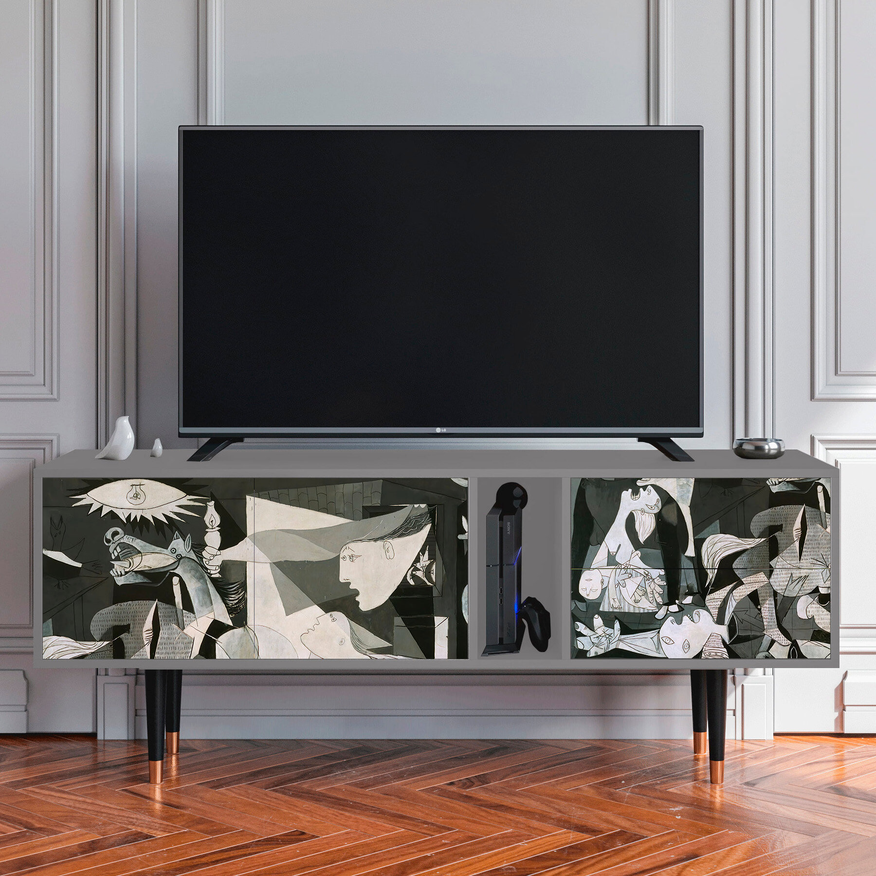 ТВ-Тумба - STORYZ - T1 Guernica by Pablo Picasso, Размер - 170 x 69 x 48 см, Цвет корпуса - , Серый