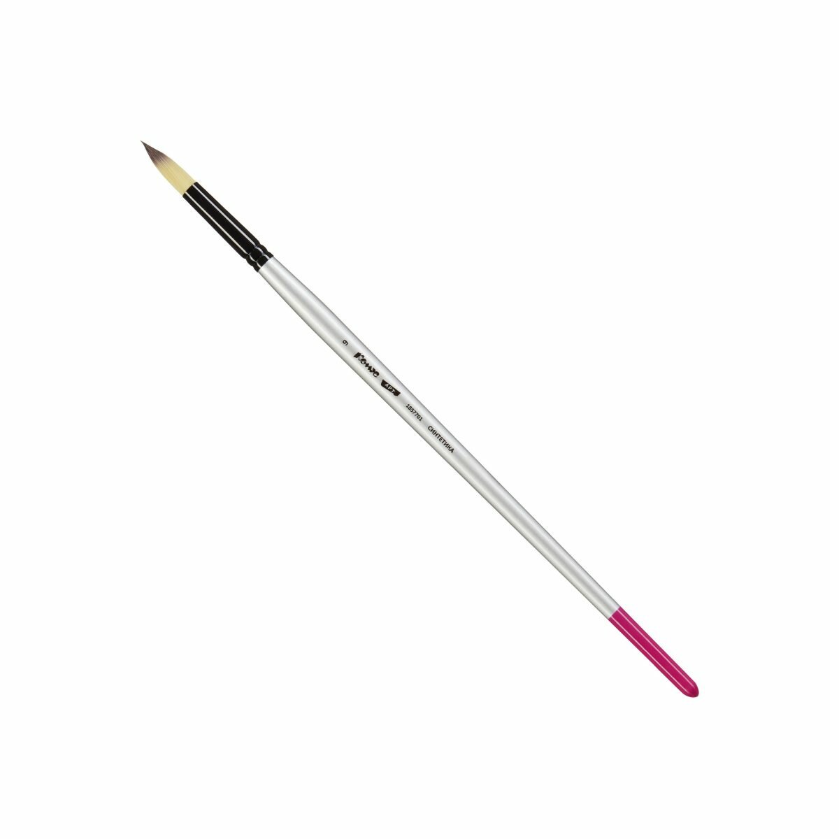 Кисть художественная Комус Арт, синтетика, средняя жесткость, круглая, №9, длинная ручка (1857701)