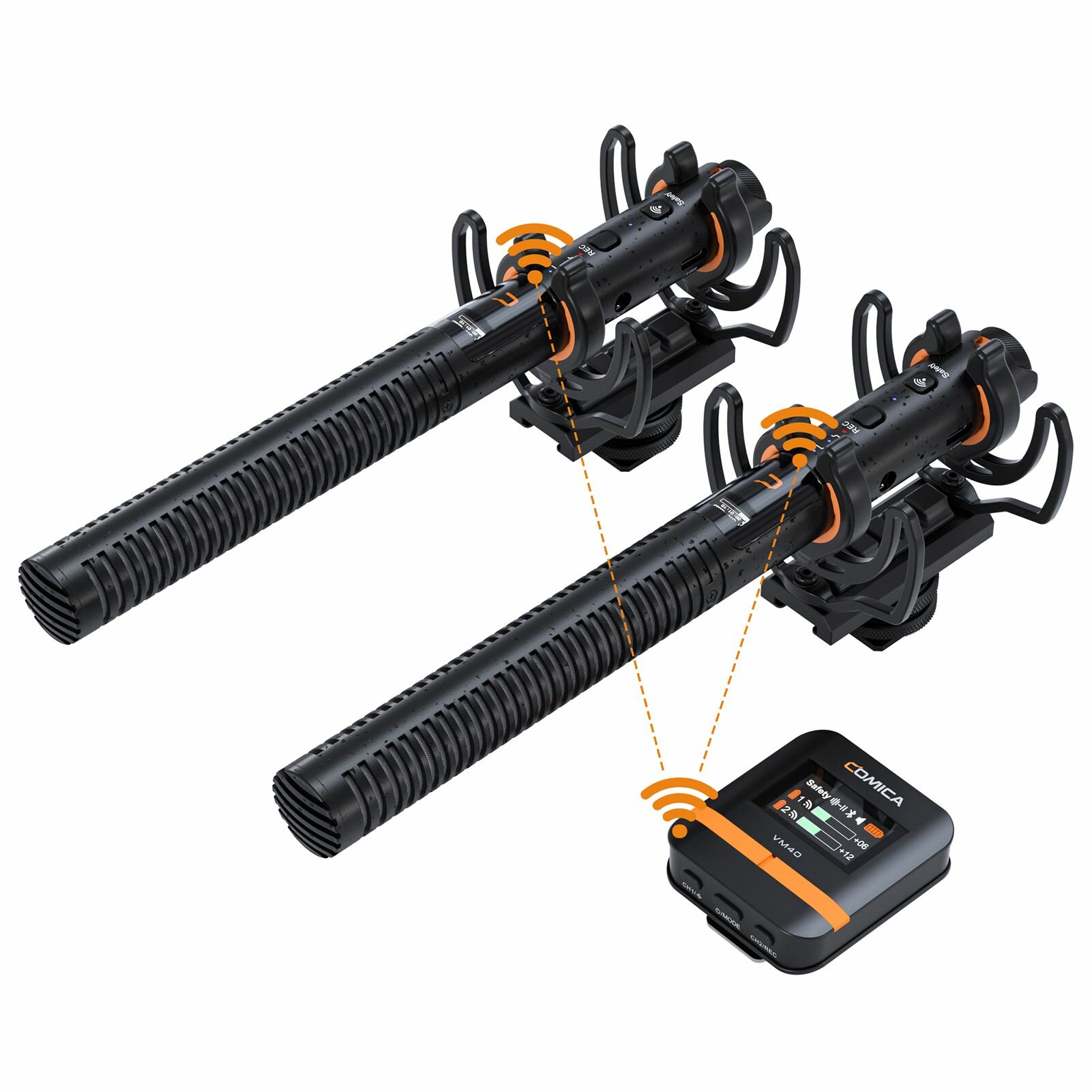 COMICA VM40 COMBO One-Trigger-Two 2.4G беспроводной микрофон 48K/32bit двухканальный суперкардиоидный микрофон дальность передачи 200 м управление через приложение встроенная память 32 ГБ и аккумулят