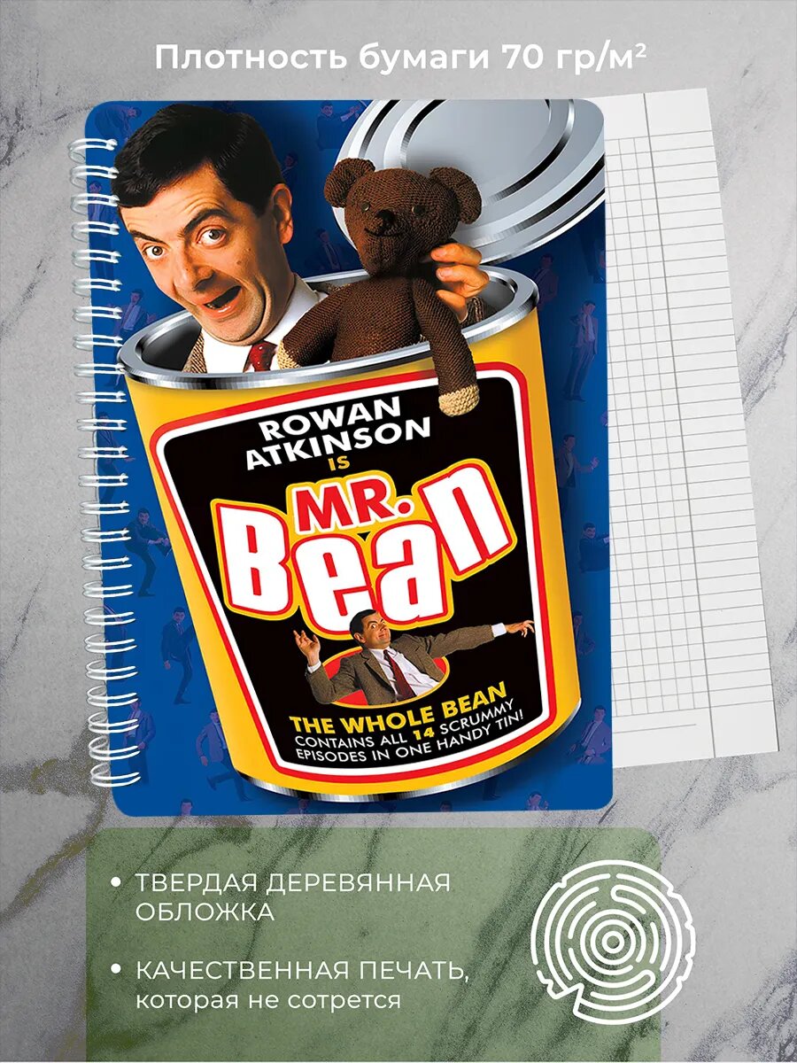 Блокнот деревянный Wood-Book с принтом Мистер Бин сериал — фото 1
