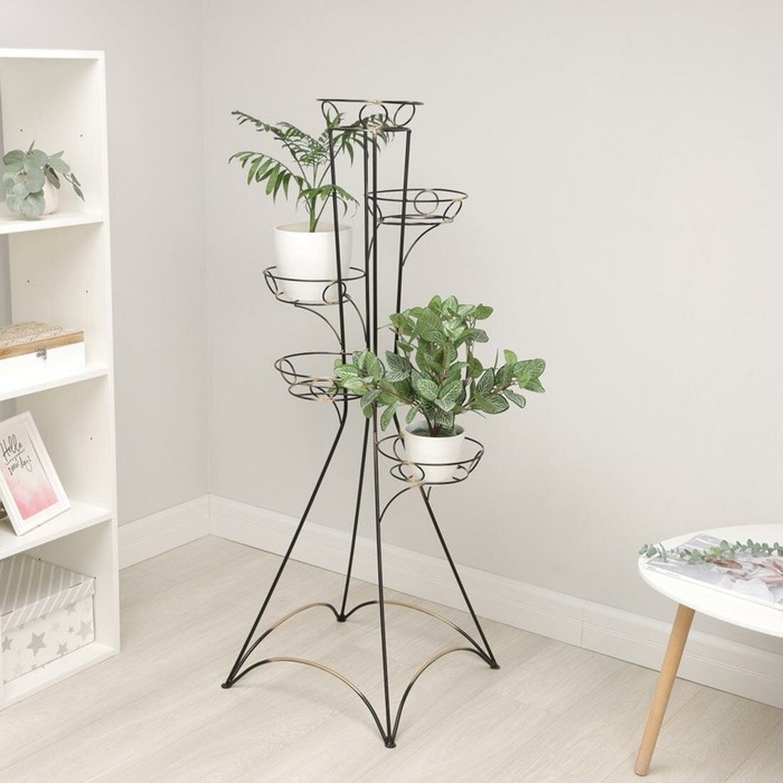 Товары для дома Подставка для цветов «Башня-5», диаметр 17 см, цвет: черный