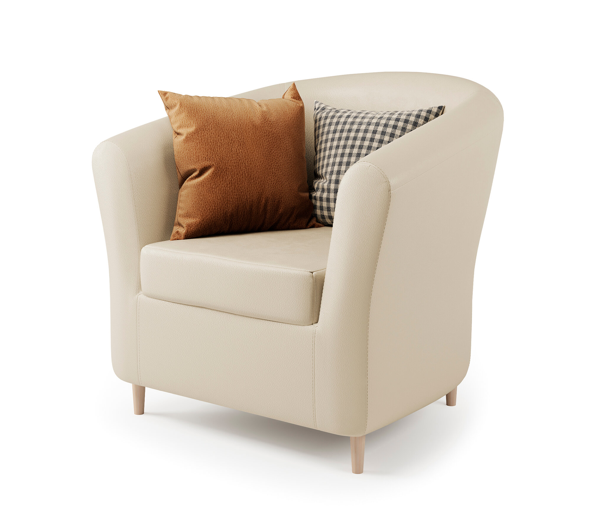 Кресло Шарм-Дизайн Евро Лайт, мягкое для дома и отдыха, с подлокотниками, экокожа бежевый, 82,5х82х76 см