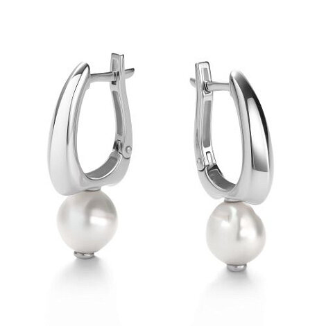 Серьги двусторонние, серебро, 925 проба, родирование, жемчуг