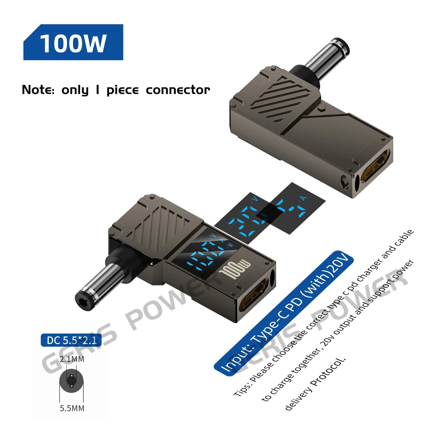 Geris Power кабель-переходник USB C в DC 5.5X2.1mm