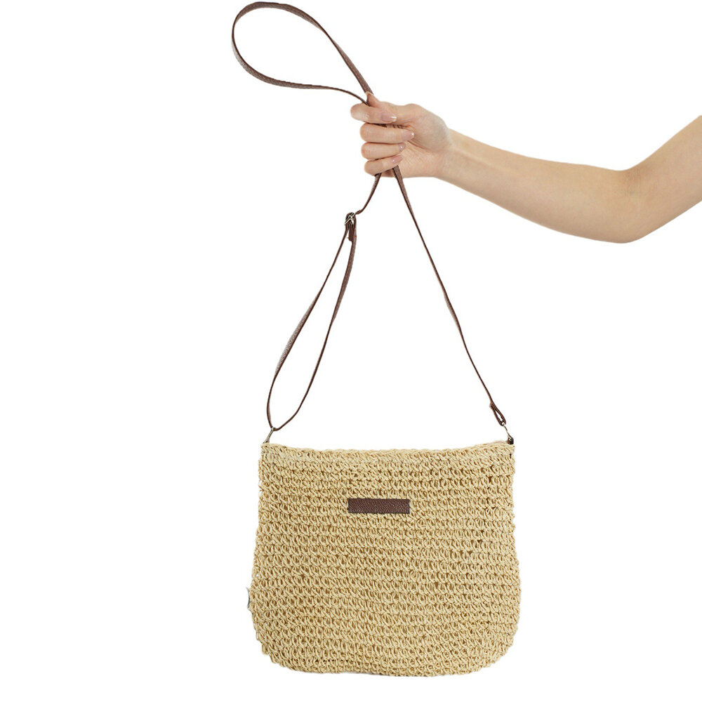 Woven Straw Crossbody Bags for Women, Handmade Casual Beach Purse