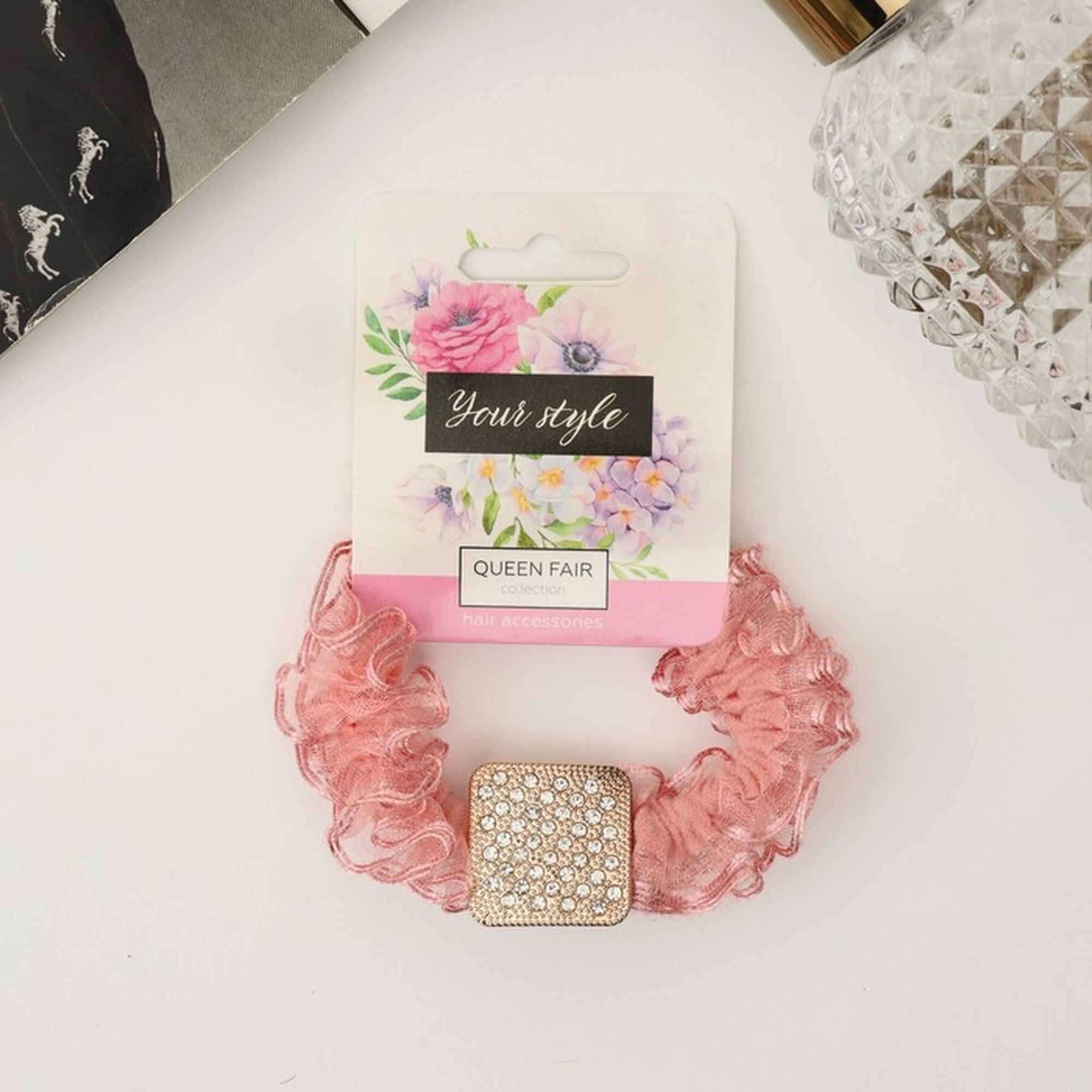 Резинка для волос Queen Fair "Мюриэль", пластик, текстиль, красная, 5см