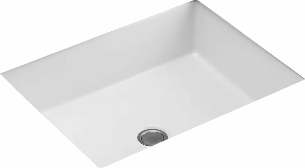 Раковина встраиваемая снизу Jacob Delafon Verticyl E2882-0 50 50, 3 см, без отверстия под смеситель, фаянсовая, раковина для ванной, белая, прямоугольная, со сливом-переливом