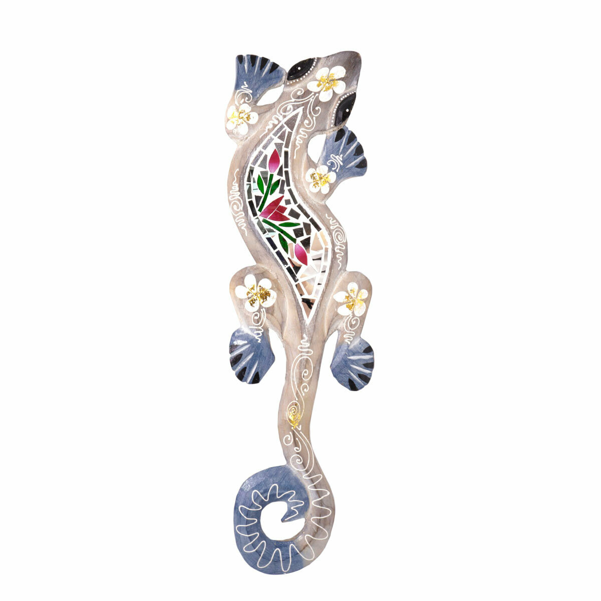 Панно настенное ящерица С мозаикой (дерево албезия, стекло, 50 см.), с острова Бали, 1 шт.