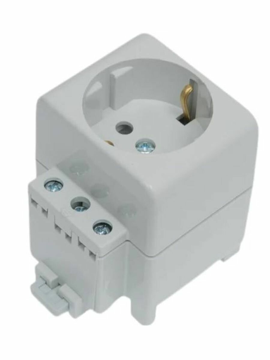 Розетка на DIN-рейку 2P+PE 16А серая (РР16-9122 серый) Bylectrica
